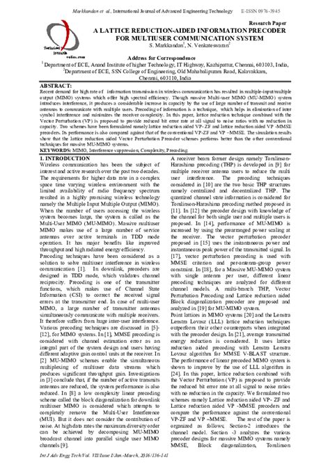 Pdf A Lattice Reduction Aided Information Precoder For Multiuser Communication System