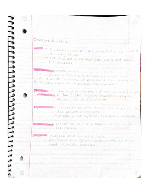 Chapter Cells Notes BIO Studocu