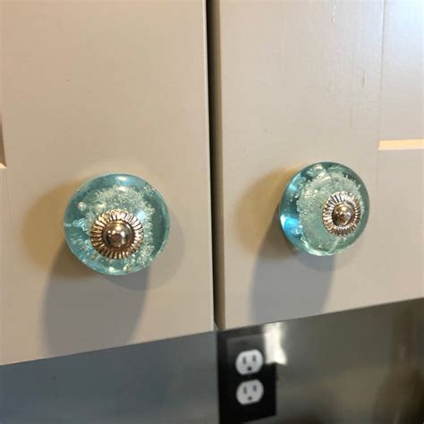 Blue Glass Handmade Knobs Aqua Knobs C Chic Vintage Wardrobe Drawer Cabinet Pulls Handles