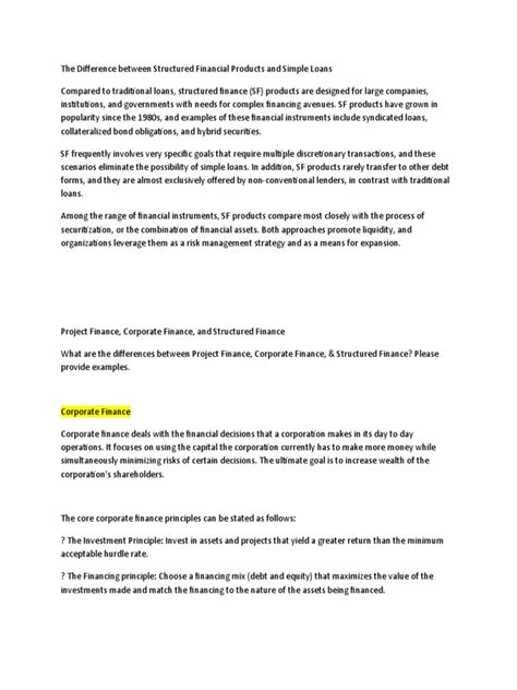 Corporate Vs Structured Finance Pdf Securitization Debt