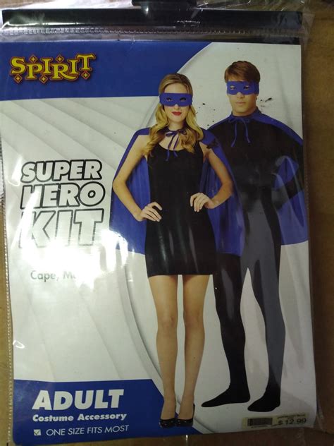Cape And Mask Blue Super Hero Adult Kit Spencers Halloween Costume Ebay