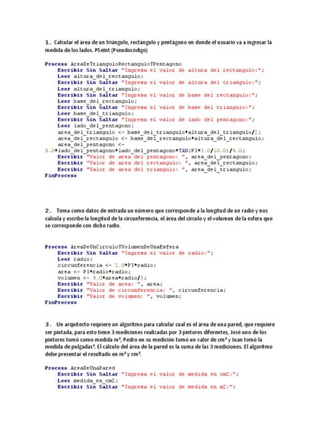 10 Ejercicios De Algoritmos 3 Pdf