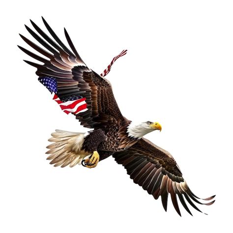 Premium Psd Flying North American Bald Eagle With American Flag
