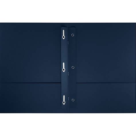 Lux 9 X 12 Presentation Folders Two Pocket W Brads Dark Blue Linen 50 Pack Sf101546tang50
