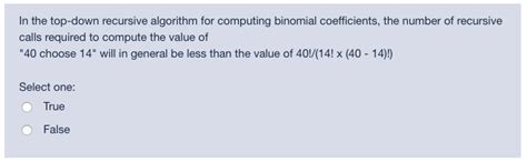 Solved In The Top Down Recursive Algorithm For Computing