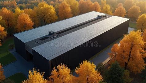 Modern Data Center Building With Minimalist Architecture Surrounded By