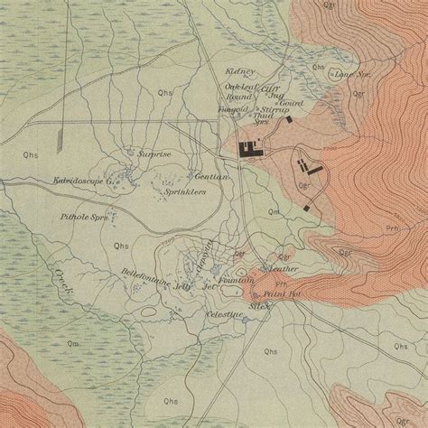 Yellowstone Geologic Map Of Firehole Geyser Basin 1904 Map