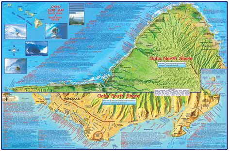 Oahu Surfing Guide Map Franko Maps