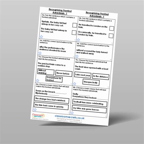 Year 4 Recognising Fronted Adverbials 1 Varied Fluency Resource Classroom Secrets