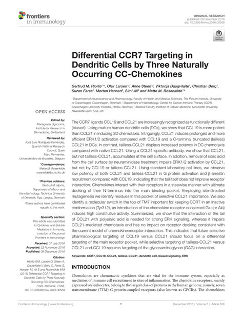 Pdf Differential Ccr7 Targeting In Dendritic Cells By Three Naturally