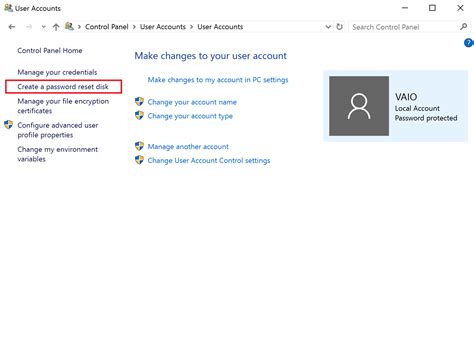 Windows 10 How To Create A Password Reset Disk