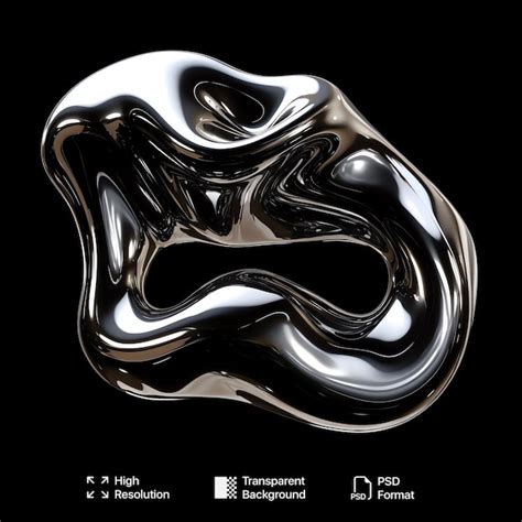 Premium Psd Chromed Liquid Metal Element On Black Background Metal