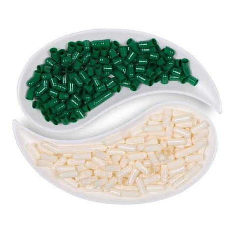 Size 3 Dark Green White Empty Gelatin Capsules Capsulcn