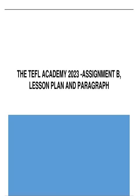 Tefl Academy Assignment B Lesson Plan And Paragraph 2023 Tefl