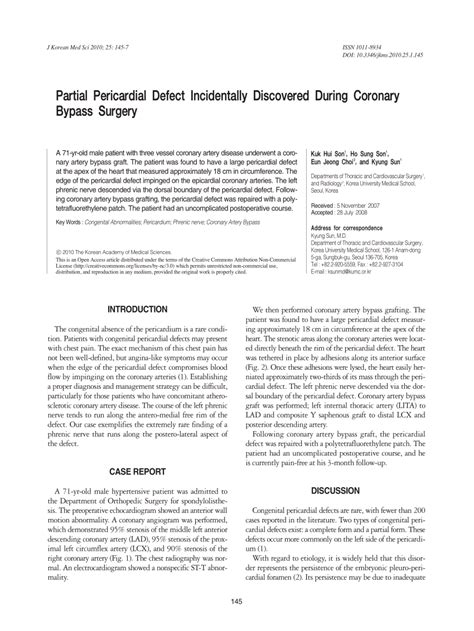Pdf Partial Pericardial Defect Incidentally Discovered During