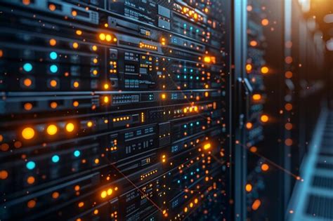 There Are Many Servers In A Server Room With Many Lights Generative Ai Premium Ai Generated Image