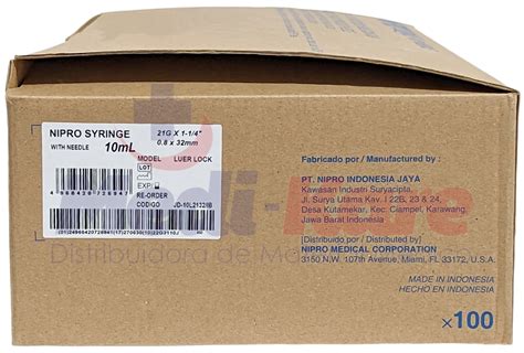 Jeringa Nipro 10 Ml 21gx32 Mm 1 14 Verde C100 Pzas Medi Kare