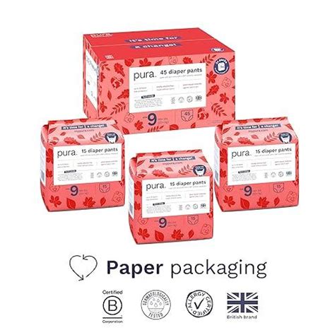 Pura Hypoallergenic Diaper Pants Size 9 48 Lbs Overnight Up To 12 Hours Leak Protection