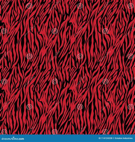 Red On Black Zebra Stripe Print Seamless Repeat Pattern Background Stock Illustration