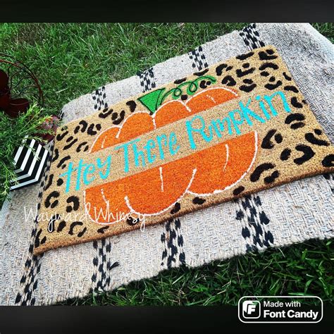 Painted Coir Doormat Hey There Pumpkin Fall Decor 30x17 Porch Mat