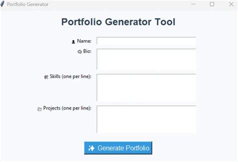 Portfolio Generator Tool In Python Using Gui Codewithcurious