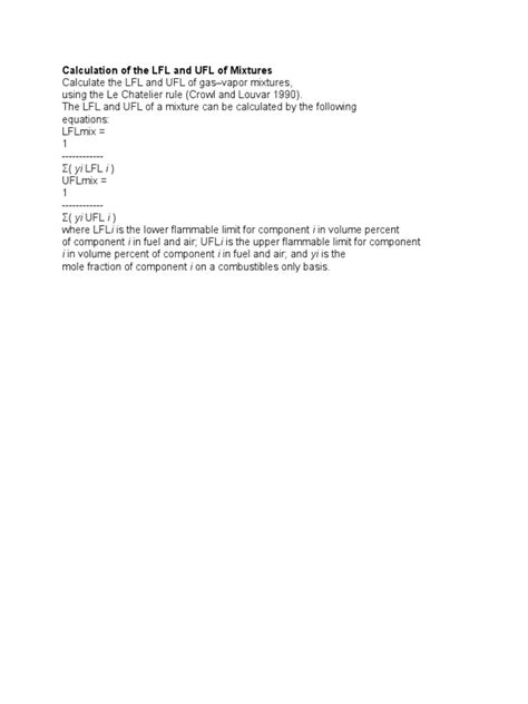 Calculation Of The Lfl And Ufl Of Mixtures Pdf
