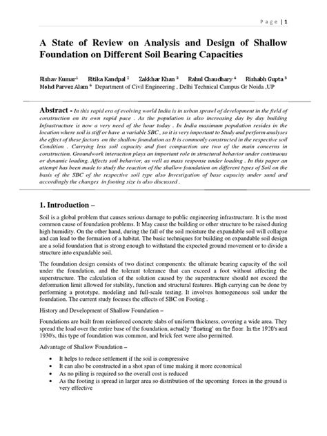 review paper on a state of review on analysis and design of shallow