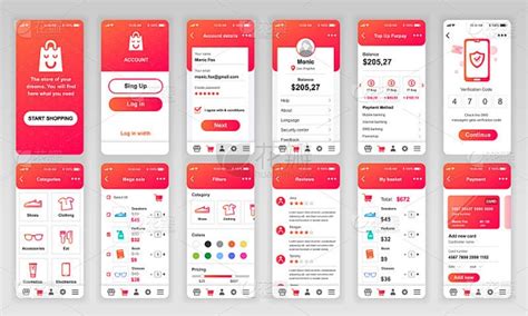 一套ui Ux Gui屏幕购物应用平面设计模板的手机应用素材 花瓣网