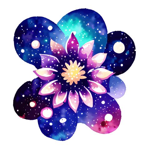 Galaxy Flower Overlays Aquarel Galaxy Flower Clipart Graphics Digitaal