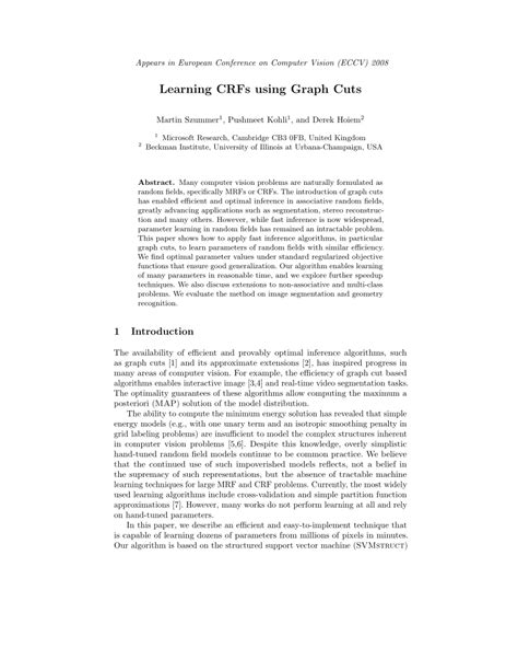 pdf learning crfs using graph cuts