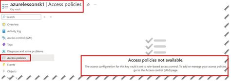 the access configuration for this key vault is set to role based access