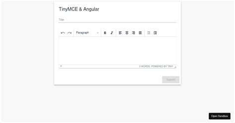 TinyMCE Angular Reactive Form Demo Codesandbox