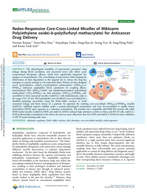 pdf redox responsive core cross linked micelles of miktoarm poly