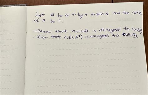 Solved Let A Be An M By N Matrix And The Rank Of A Be Chegg