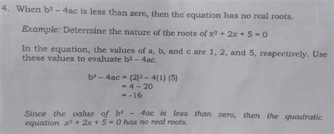 solved 4 when b 2 4ac is less than zero then the equation has no real roots example