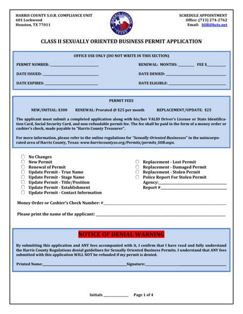 Harris County Texas Class Ii Sexually Oriented Business Permit Application Fill Out Sign