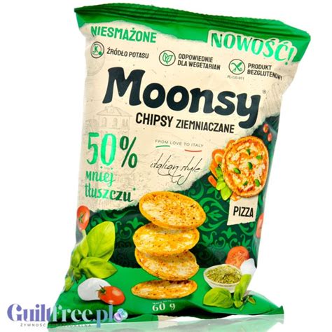 Moonsy Chipsy Ziemniaczane Pizza Italian Style 50 Mniej Tłuszczu Niesmażone