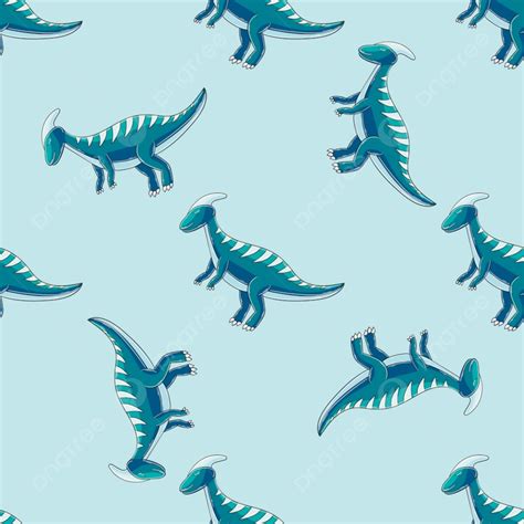 Dinosaurs Background In Blue Palette Parasurolophus Pterosaurs