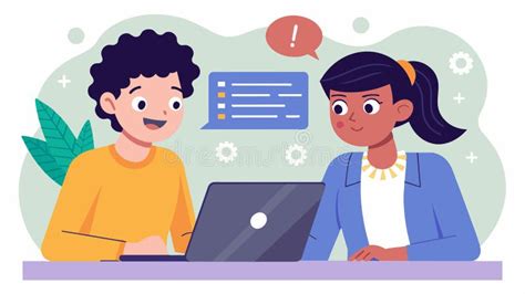 Two Students Excitedly Debugging Their Code Trying To Fix The Missing Semicolon Thats Causing An