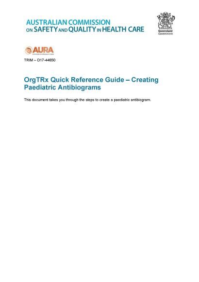 Apas Orgtrx Quick Reference Guide Paediatric Antibiogram