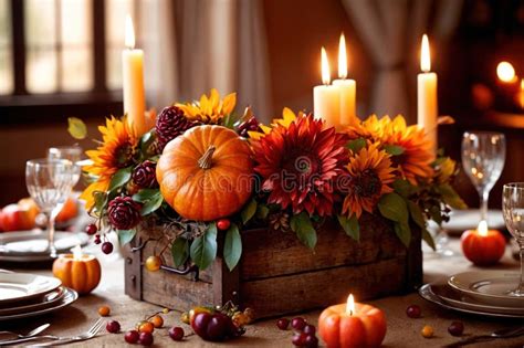 Autumn Table Decoration Floral Rustic Interior Decor For Fall Holidays