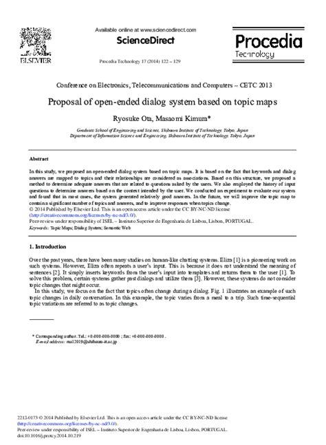Pdf Proposal Of Open Ended Dialog System Based On Topic Maps