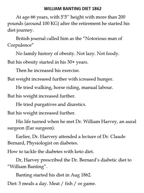 William Banting Diet Pdf