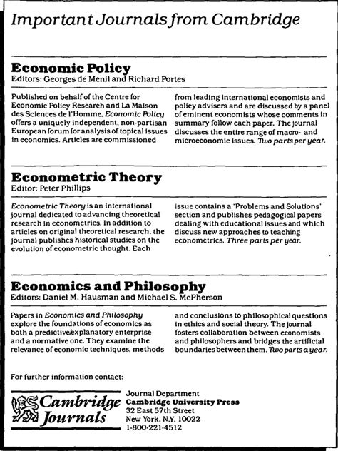 Ect Volume 3 Issue 1 Backmatter Econometric Theory Cambridge Core