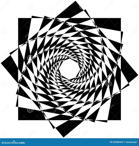 Abstract Geometric Element With Inward Rotating Squares Overlap Stock