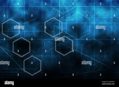 Abstract Illustration Of Multiple White Geometrical Shapes Against Blue