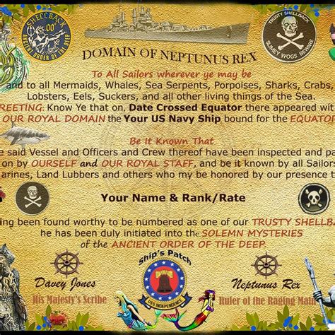 Navy Shellback Certificate Etsy