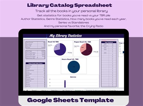 Library Catalog Spreadsheet Personal Book Tracker Template Etsy