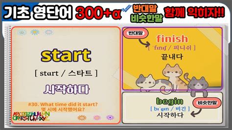영어단어 기초 영어 필수 영단어 300개α 흘려듣기로 틀어만 놓으세요 기초 회화 필수 단어 반대말 비슷한말도 함께 익혀보세요 Youtube