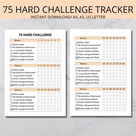 75 Hard Challenge Printable Free